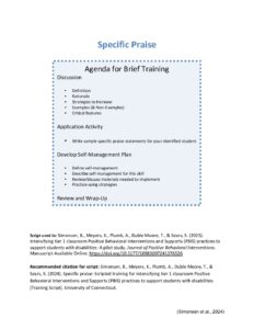 2. Specific Praise Training - Model Demo Study Scripts - VT PBIS